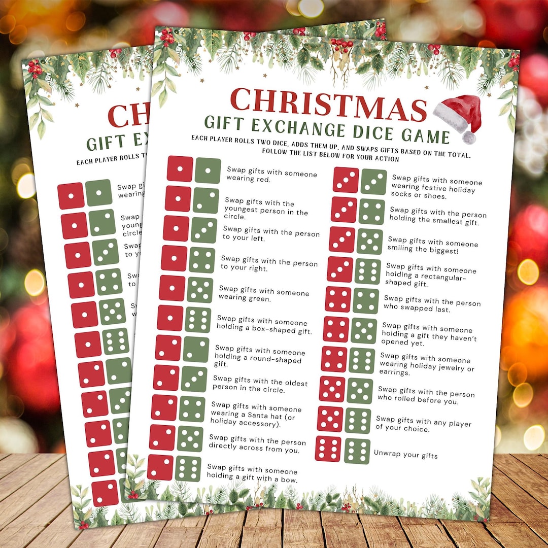 Christmas Dice Game Printable Christmas Gift Exchange Game, Christmas ...