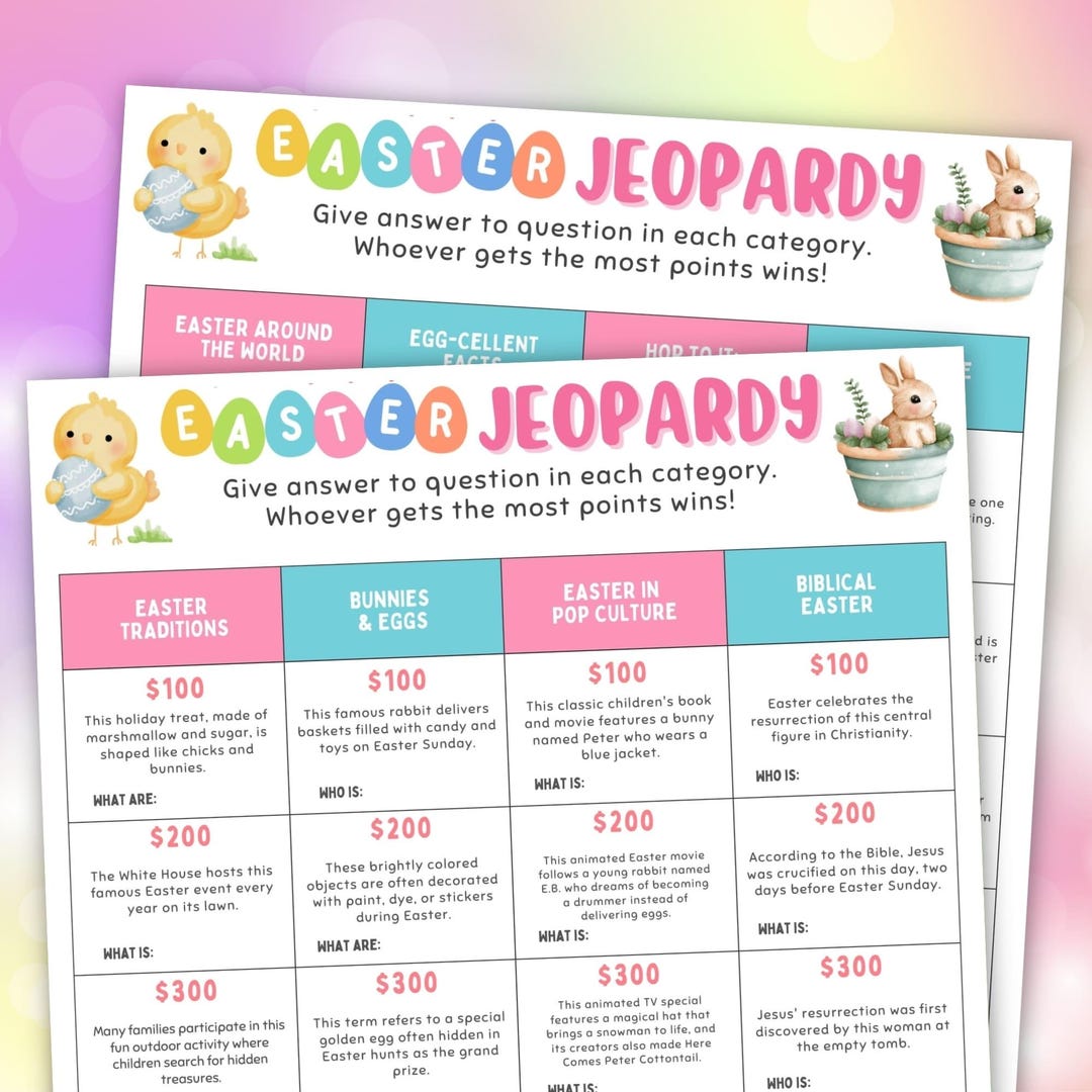 Easter Jeopardy Game | Easter Family Game | Printable Easter Party Game ...