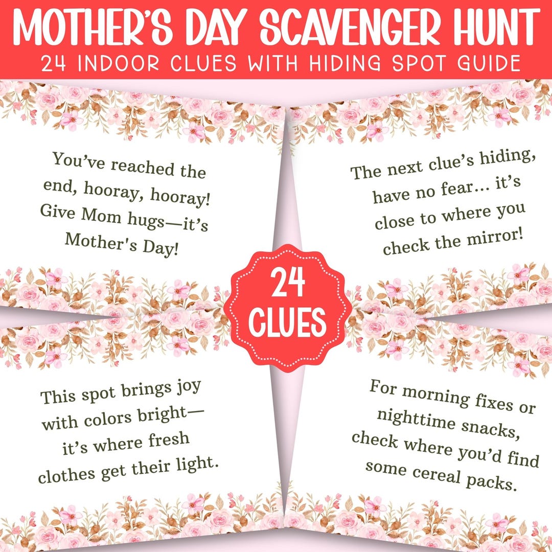 Mother's Day Scavenger Hunt | Mother's Day Game | Mother's Day Treasure ...