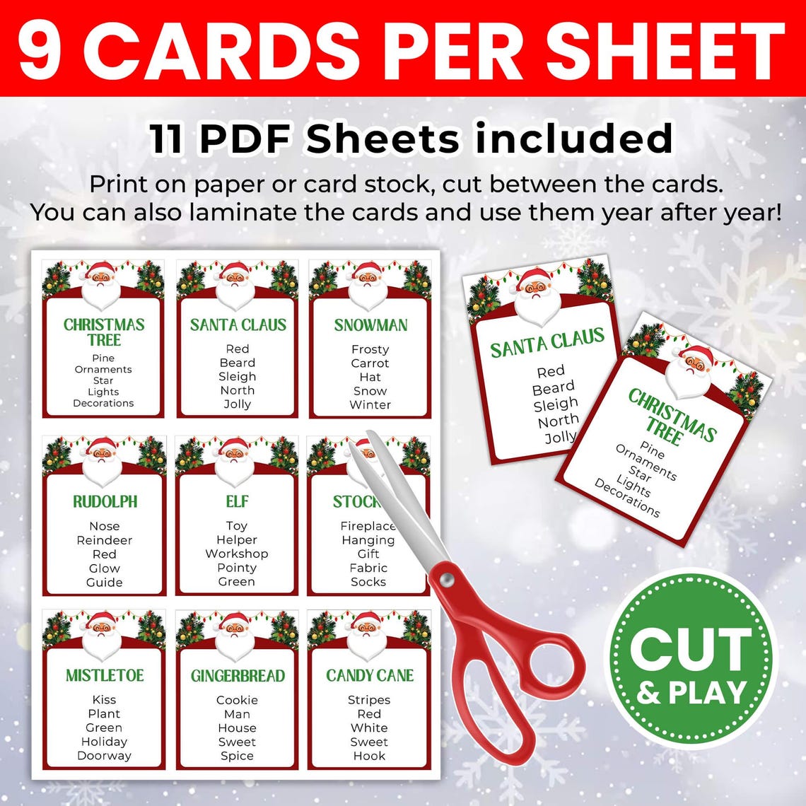 Christmas Taboo Game | Printable Christmas Games | Christmas Activity ...