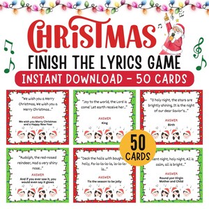 Christmas Carol Finish the Lyric Game, Printable Christmas Game, Finish ...