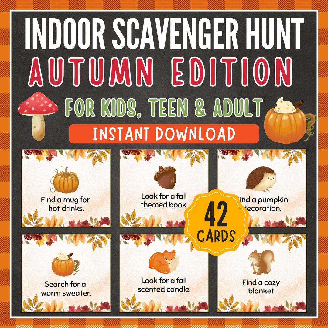 Autumn Indoor Scavenger Hunt | Printable PDF | Kids, Teens, Adults - Etsy