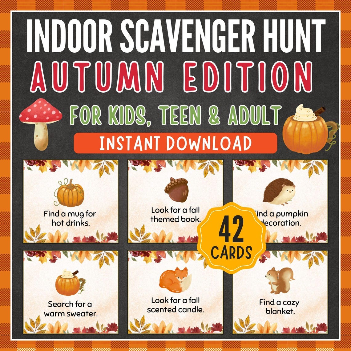 Autumn Indoor Scavenger Hunt | Printable PDF | Kids, Teens, Adults - Etsy