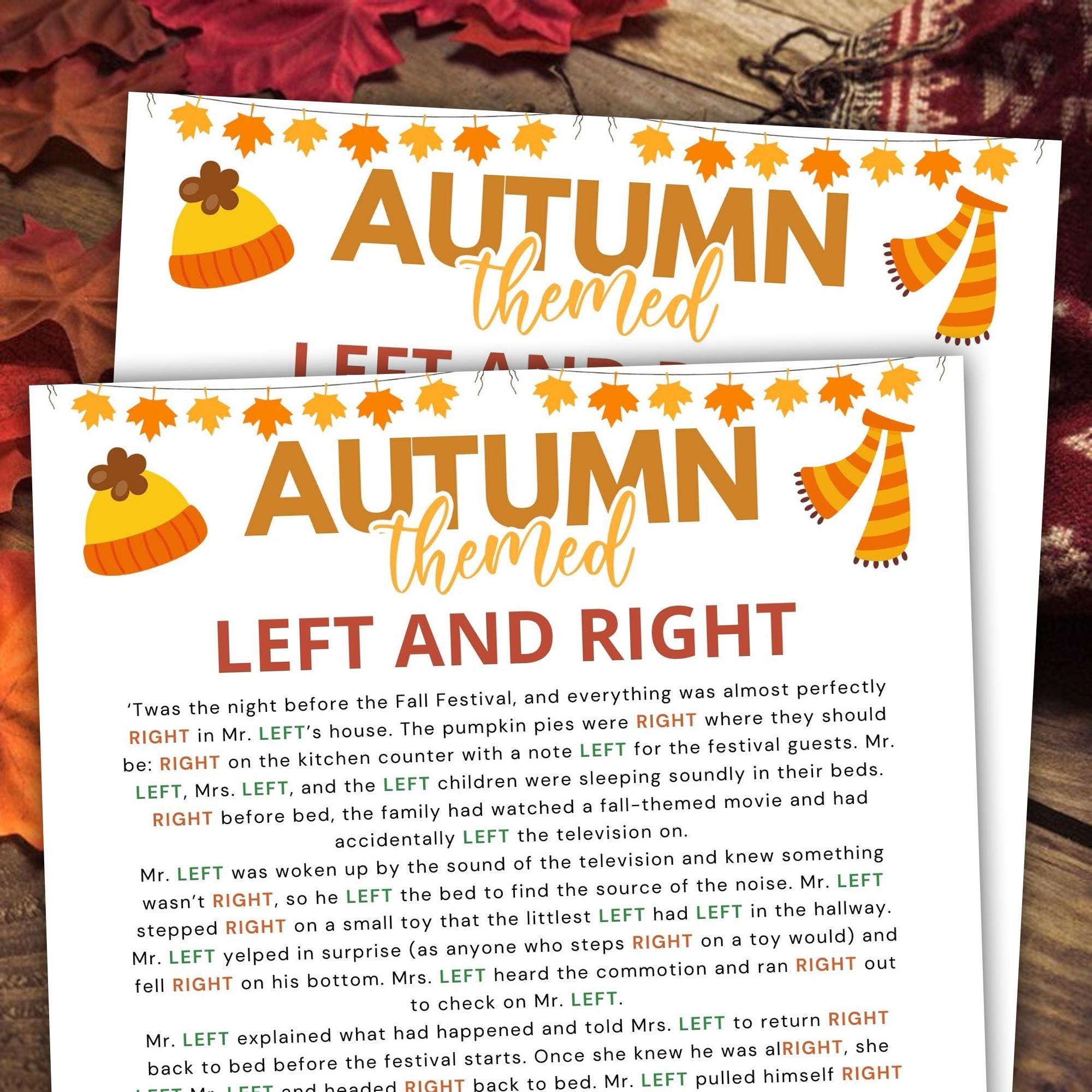 Fall Left Right Game, Autumn Party Prize Exchange (digital Download) - Etsy