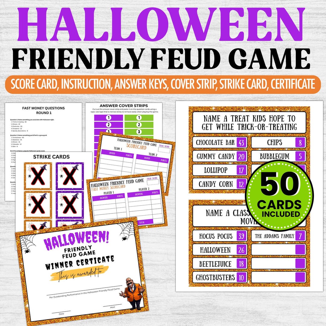 Halloween Friendly Feud Game, Halloween Party Game, Halloween Feud ...