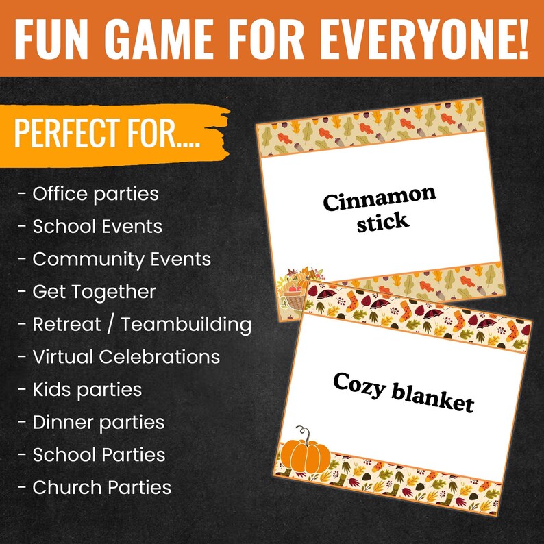 Fall Charade Game, Autumn Action Charades, Group Games, Family Team ...