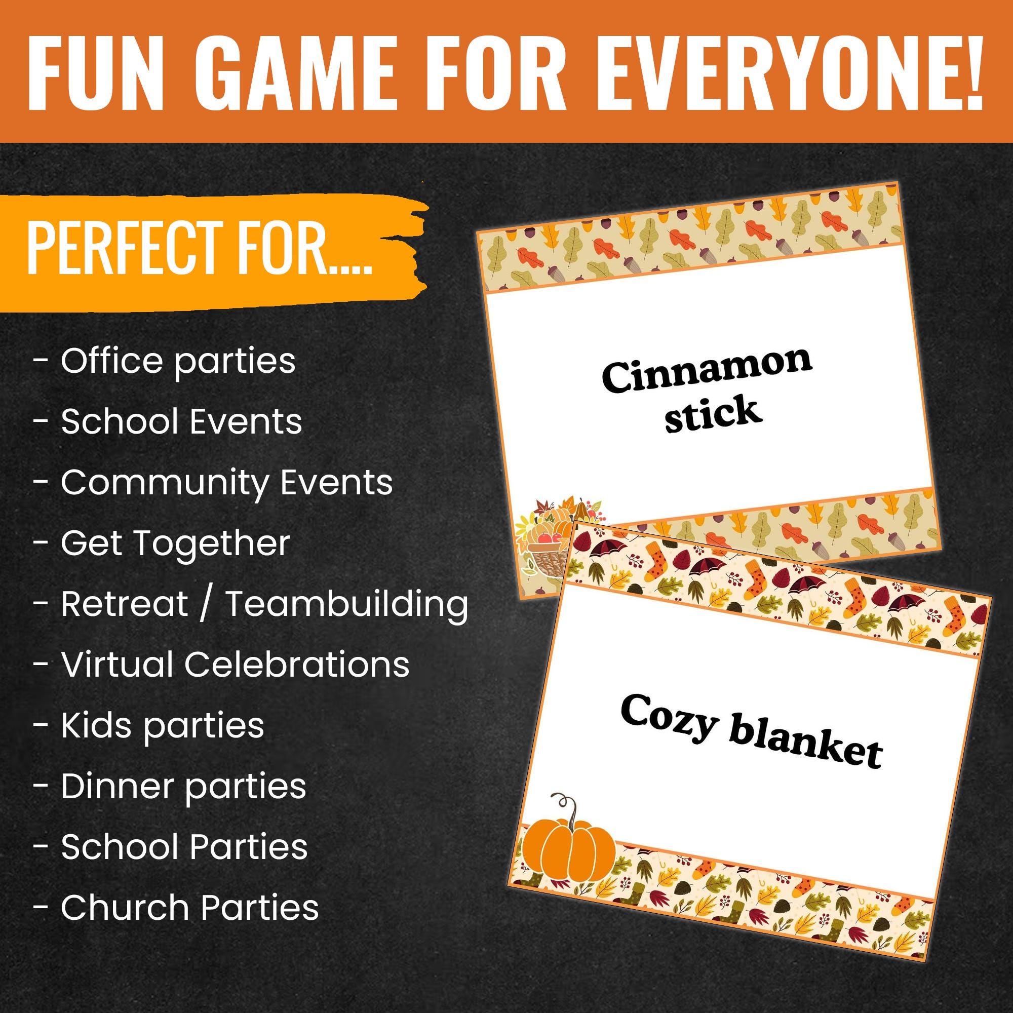 Fall Charade Game, Autumn Action Charades, Group Games, Family Team ...