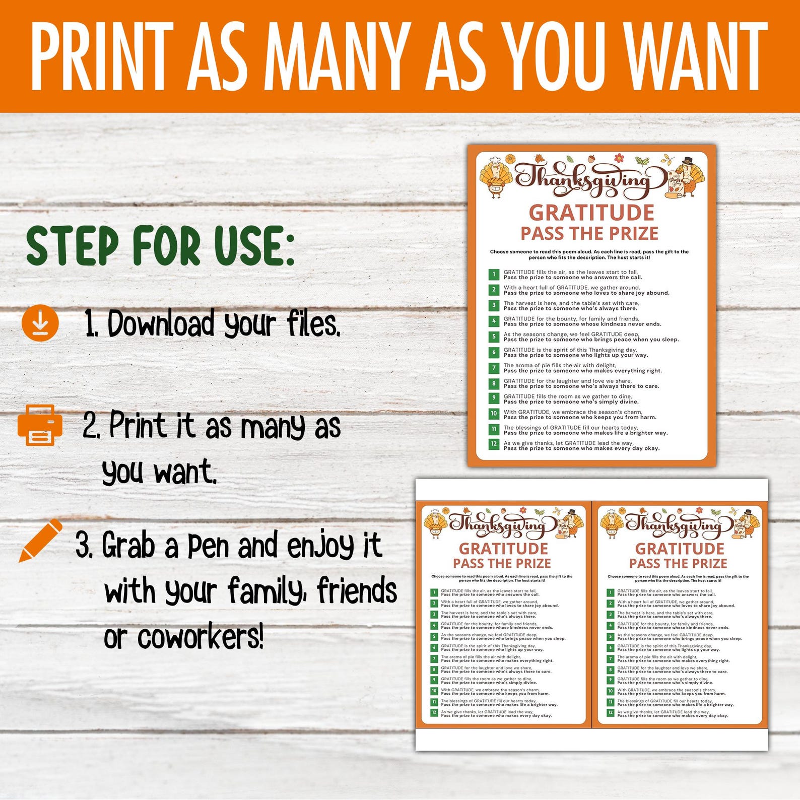 Thanksgiving Pass the Prize Game, Fall Family Activity (printable) - Etsy