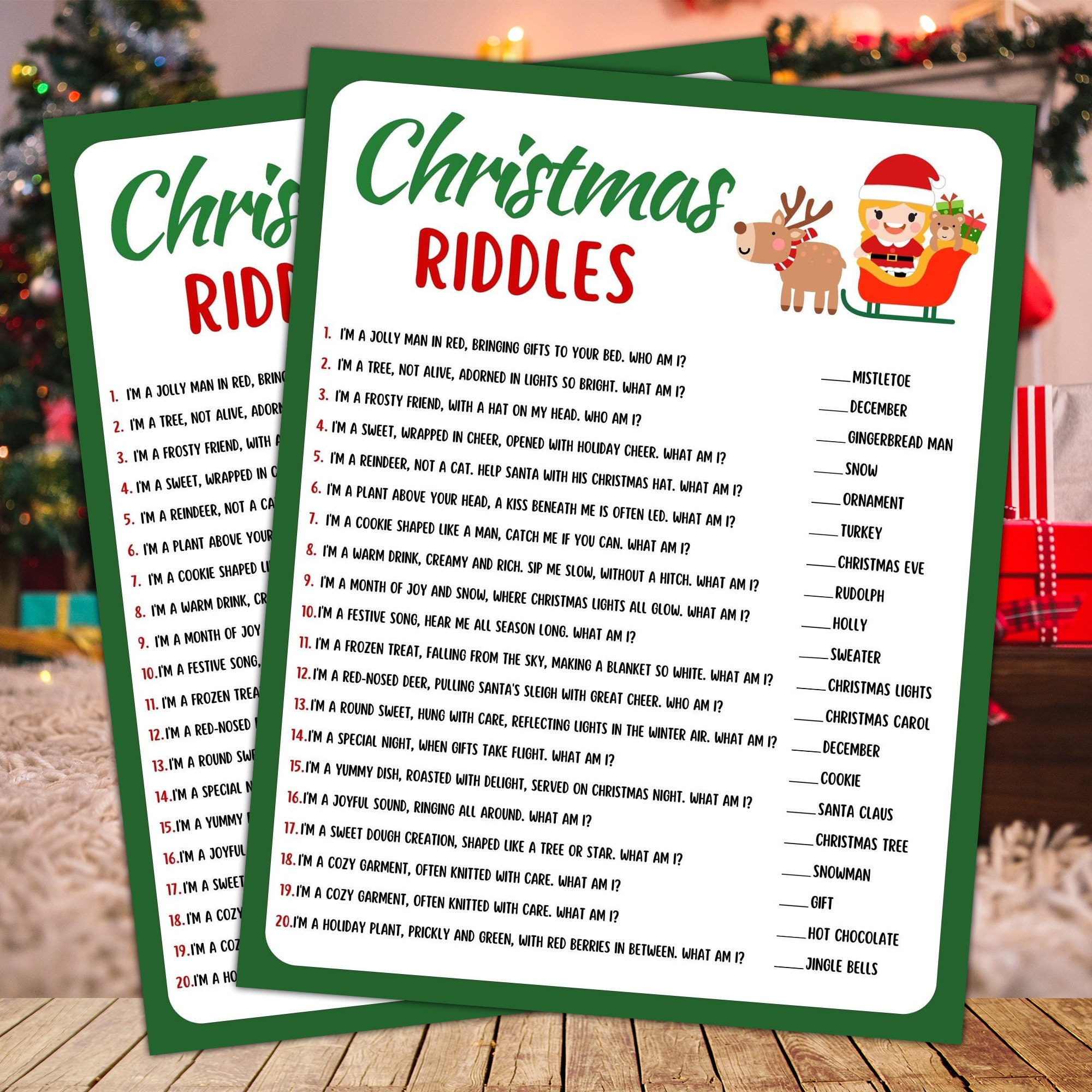 Christmas Riddles Game Printable, Christmas Party Game Kids, Christmas ...