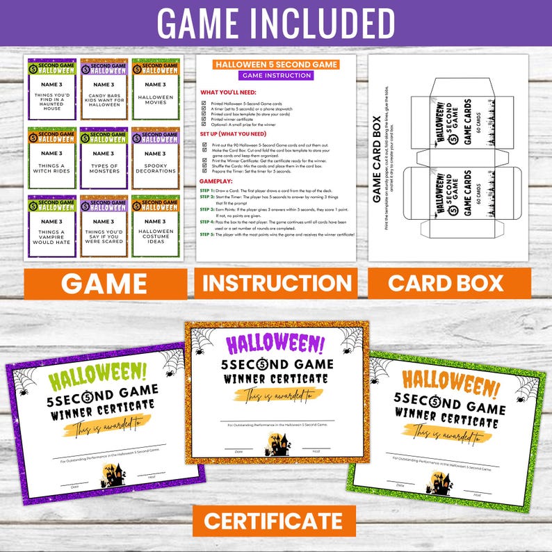 Halloween 5 Second Game | Printable Halloween Game | Halloween Activity ...