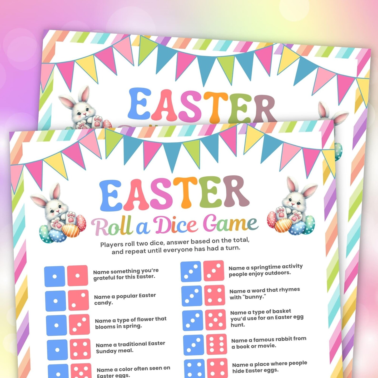 Easter Roll a Dice Game | Fun Family Activity (instant Download) - Etsy