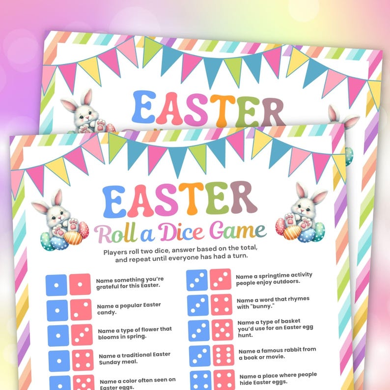 Easter Roll a Dice Game Printable | Fun Easter Game for Kids & Adults ...
