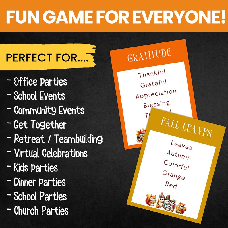 Thanksgiving Taboo Game, Printable Family Cards (digital Download) - Etsy