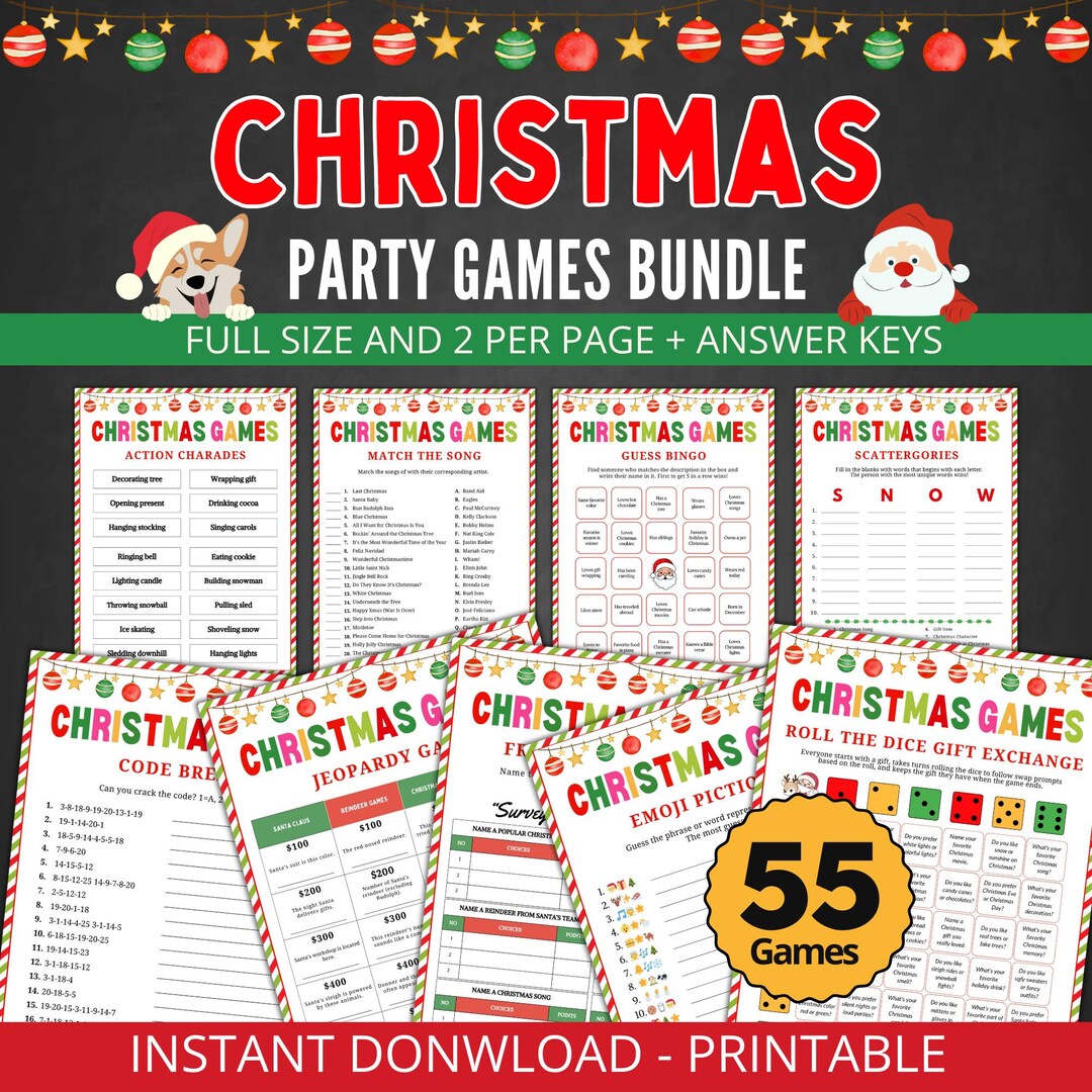 Christmas Party Games Bundle, Trivia, Bingo, Emoji Game (digital ...