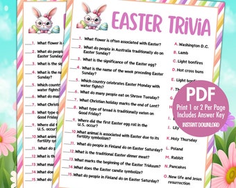 EASTER Trivia Printable Game | Easter Party Games, Family Party Games ...