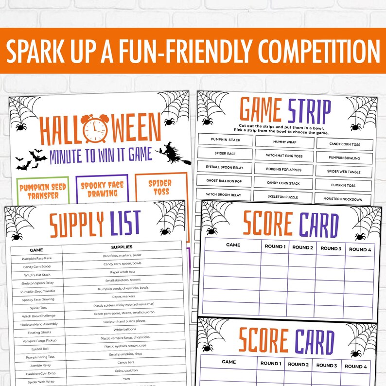 Halloween Minute to Win It Games, Printable Party Activities (digital ...