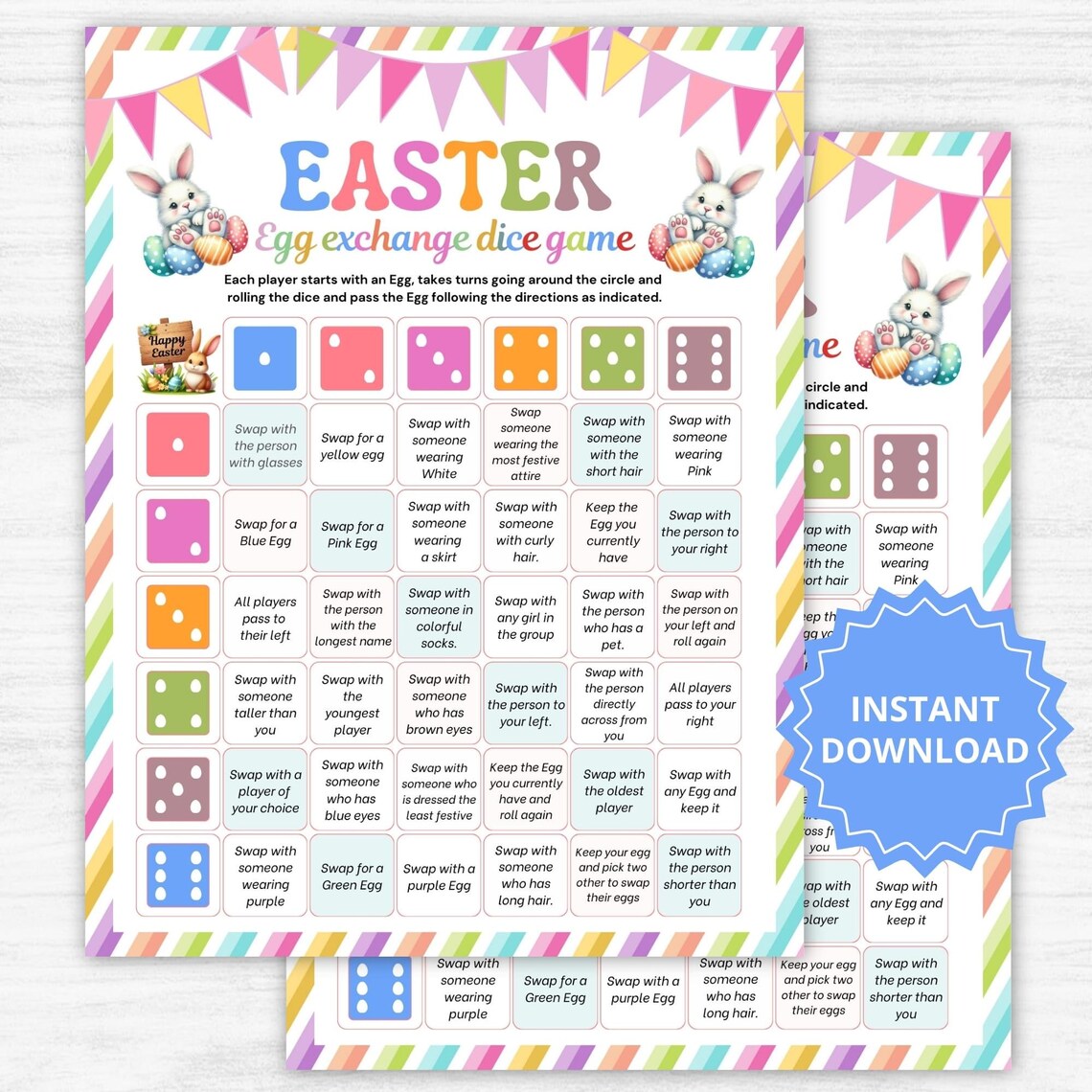 Easter Egg Exchange Dice Game | Printable Party Game (digital Download ...