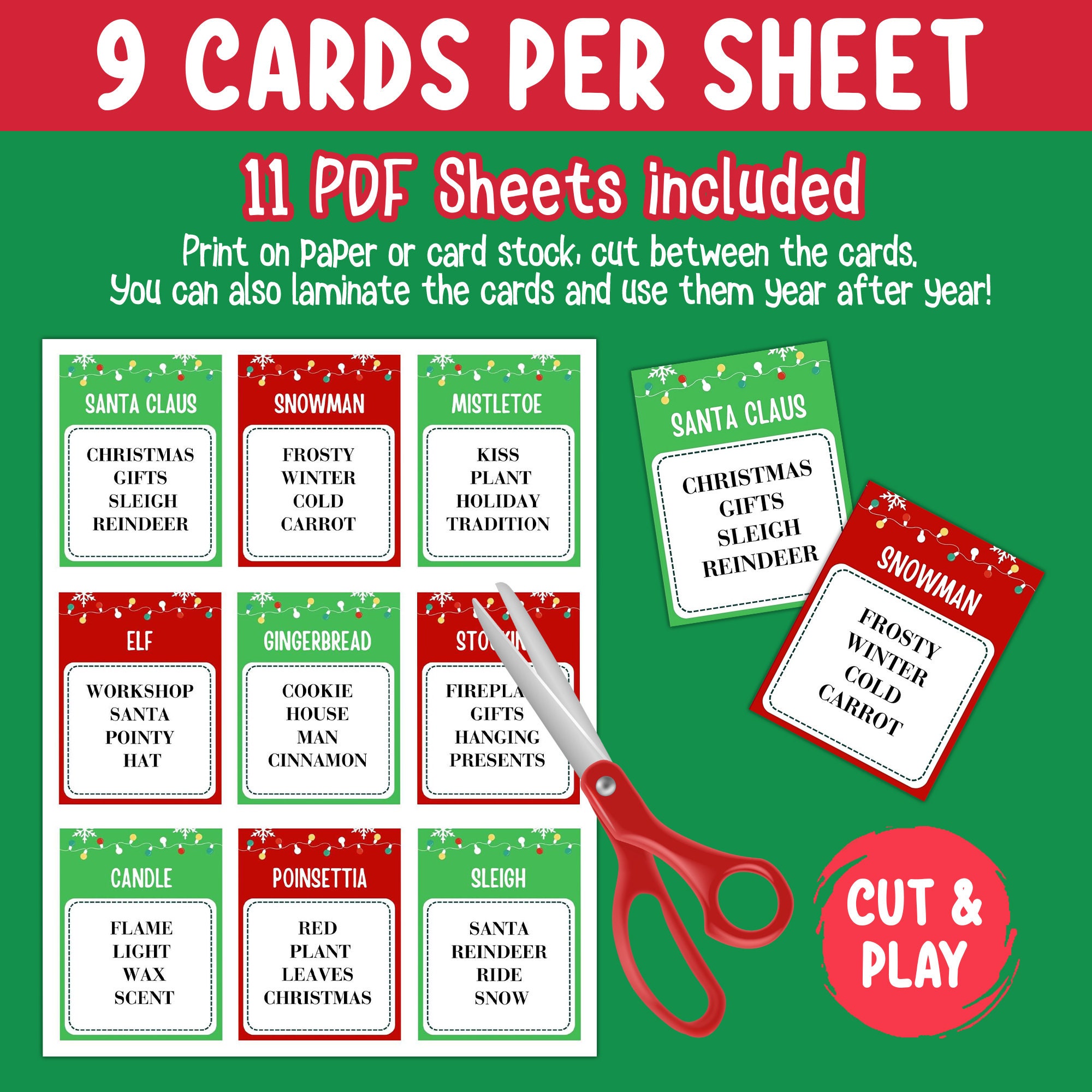 Christmas Taboo Game, Family Party Game, Printable Christmas Family ...