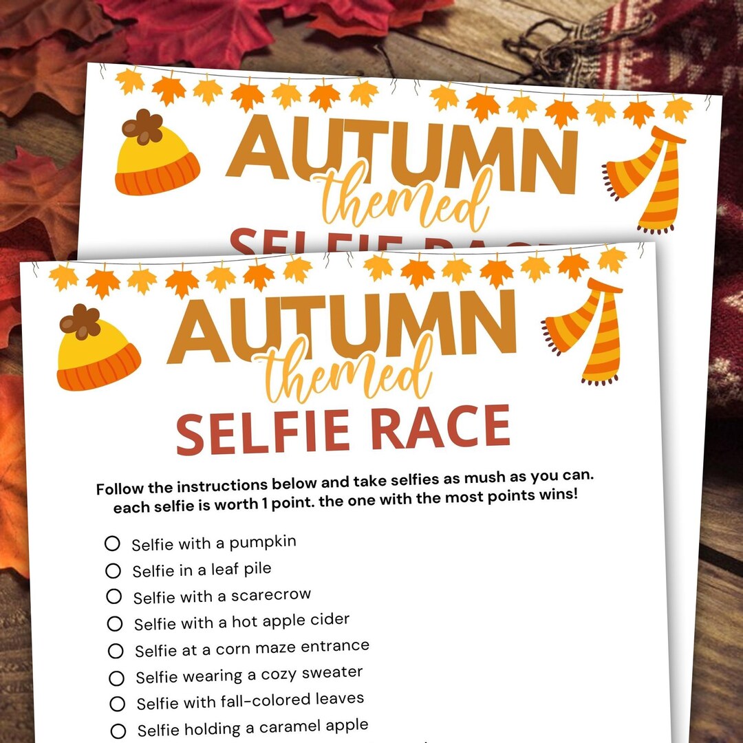 Autumn Selfie Race Game | Fall Activities for Kids & Adults (printable ...