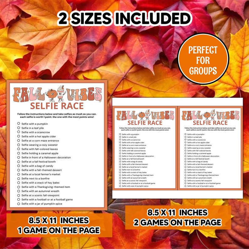 Fall Selfie Race Game | Printable Autumn Activity (digital Download) - Etsy