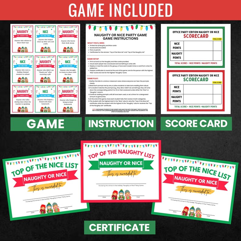 Christmas Naughty or Nice Game | Classroom Printable (digital Download ...