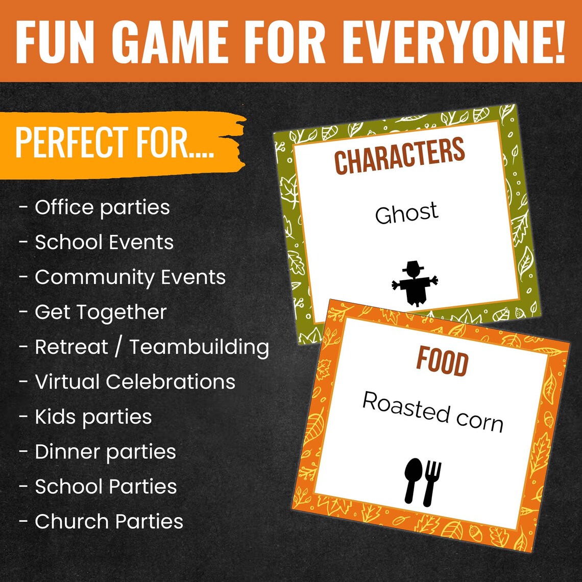 Fall Charade Game, Autumn Action Charades, Group Games, Family Team ...