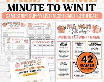 Fall Minute to Win It Games, Thanksgiving Autumn Party (printable) - Etsy
