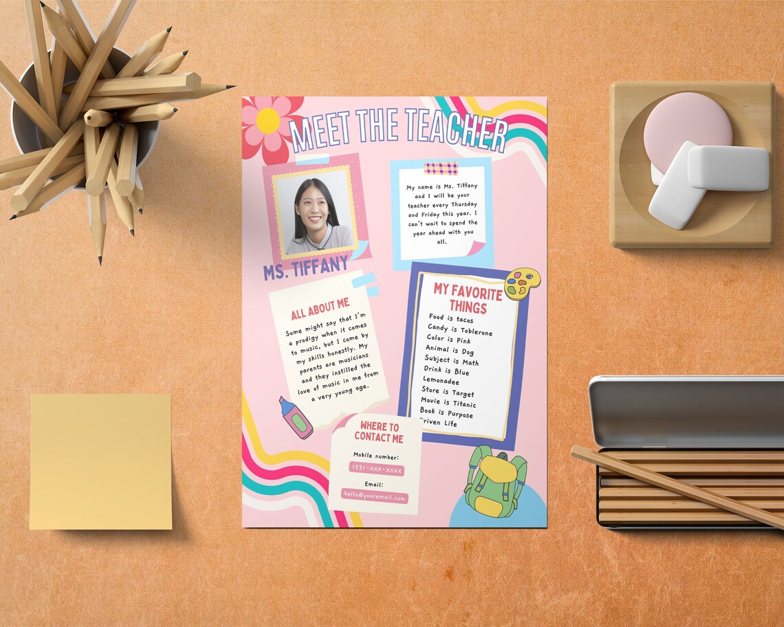 Meet the Teacher Editable Template Groovy, Back to School Welcome ...