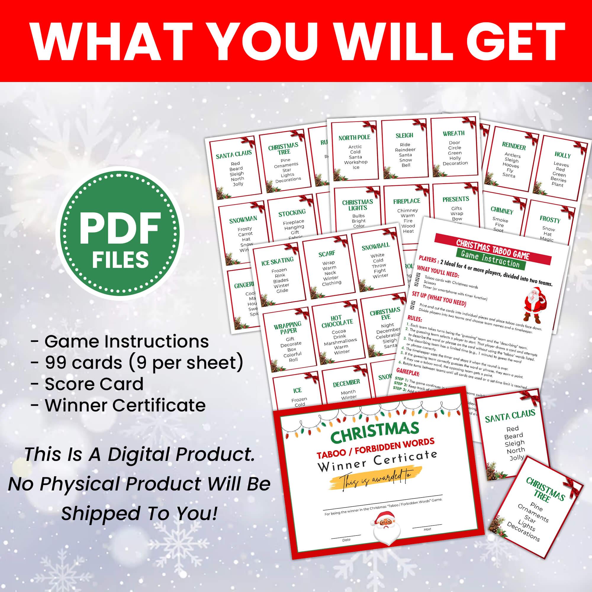 Christmas Taboo Game | Printable Christmas Games | Christmas Activity ...