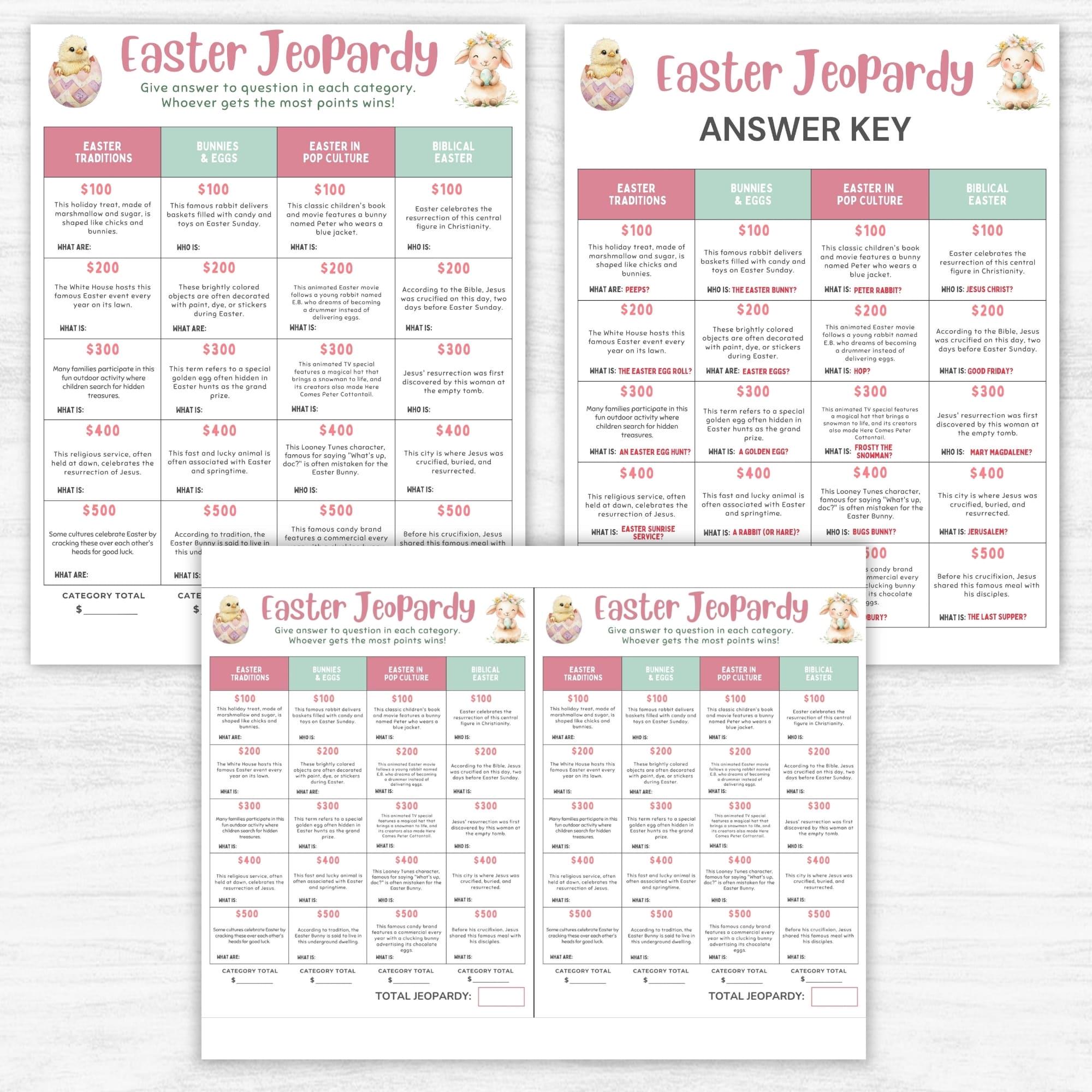 Printable Easter Jeopardy Game, Trivia Party (digital Download) - Etsy