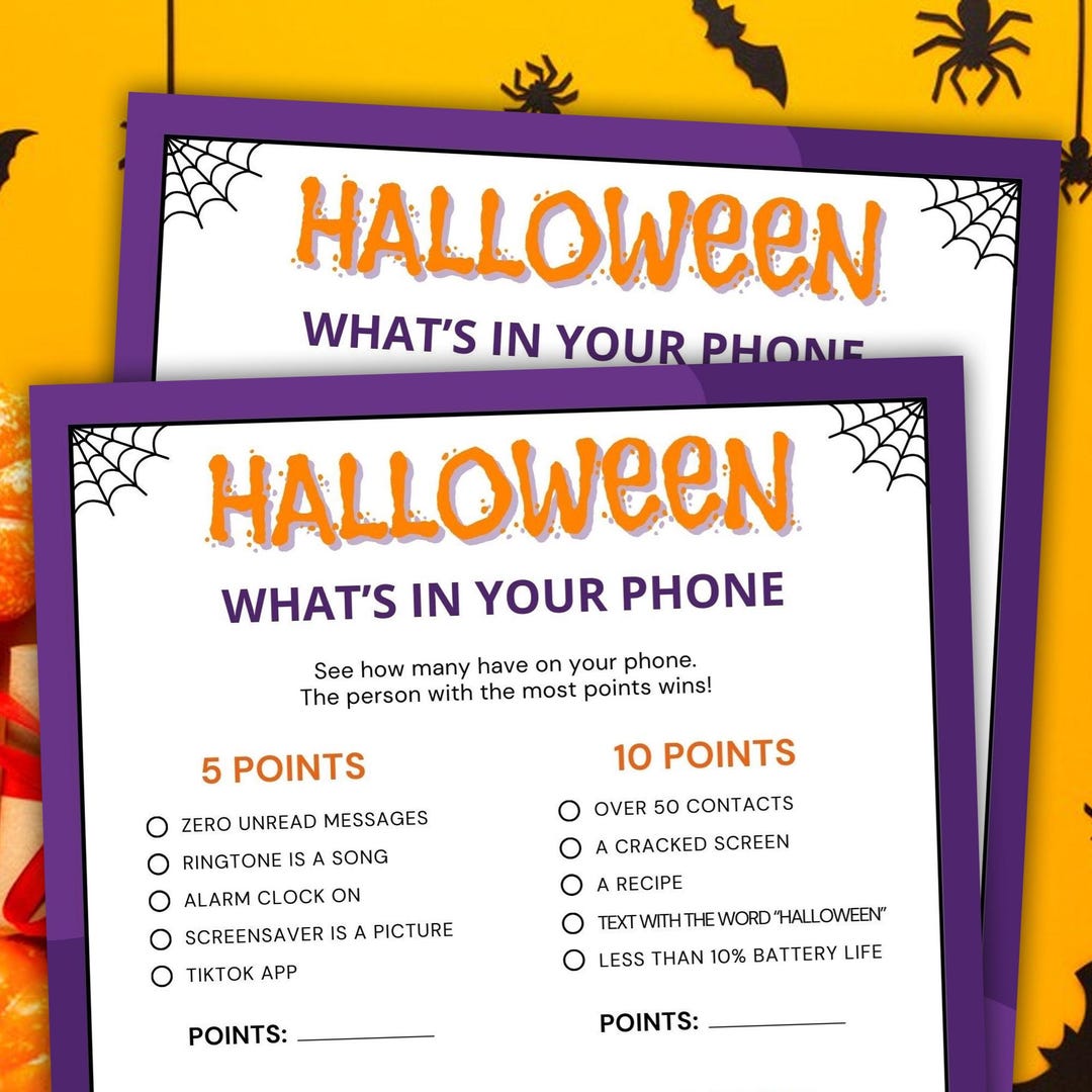 Halloween What's on Your Phone Game, Printable Party Activity (digital ...