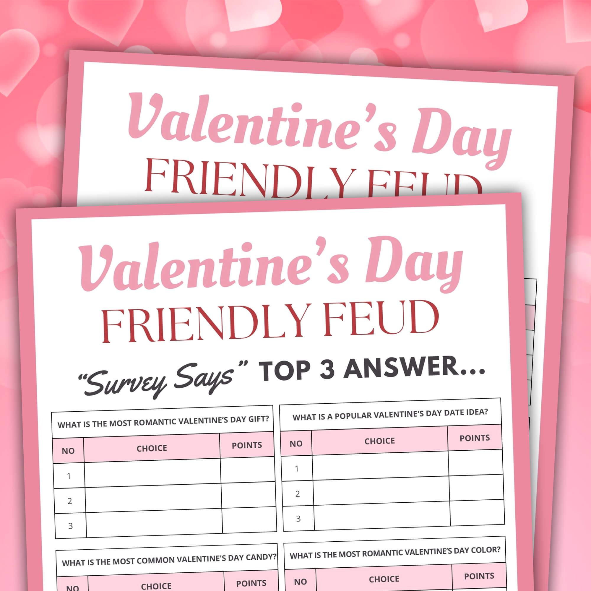 Valentine's Day Friendly Feud Game, Valentine's Party Game, Printable ...