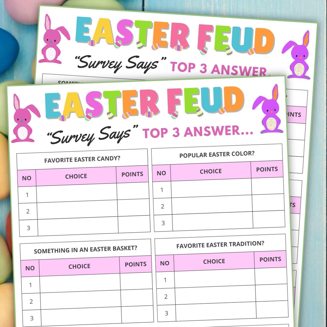 Easter Friendly Feud Game – Printable Family Quiz (PDF) - Etsy