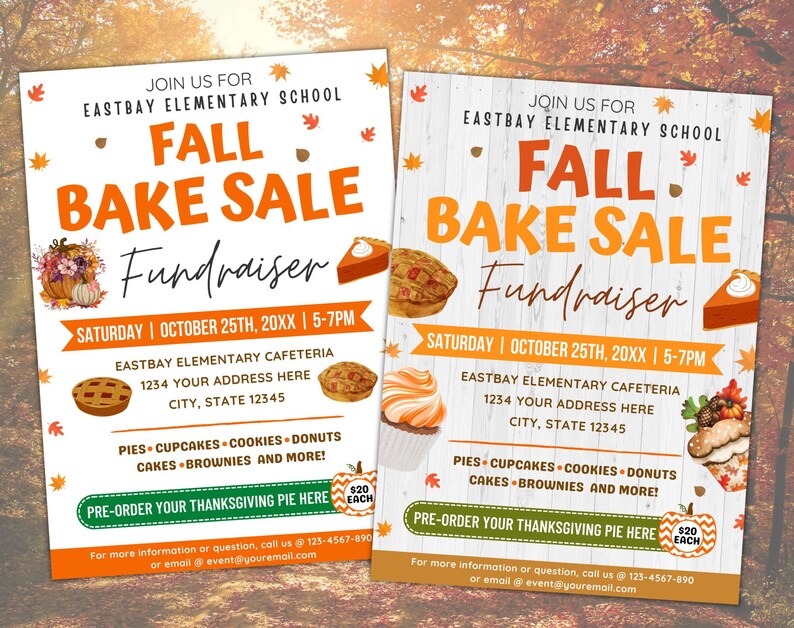 Editable Fall Bake Flyer, School Church Event (digital Download) - Etsy