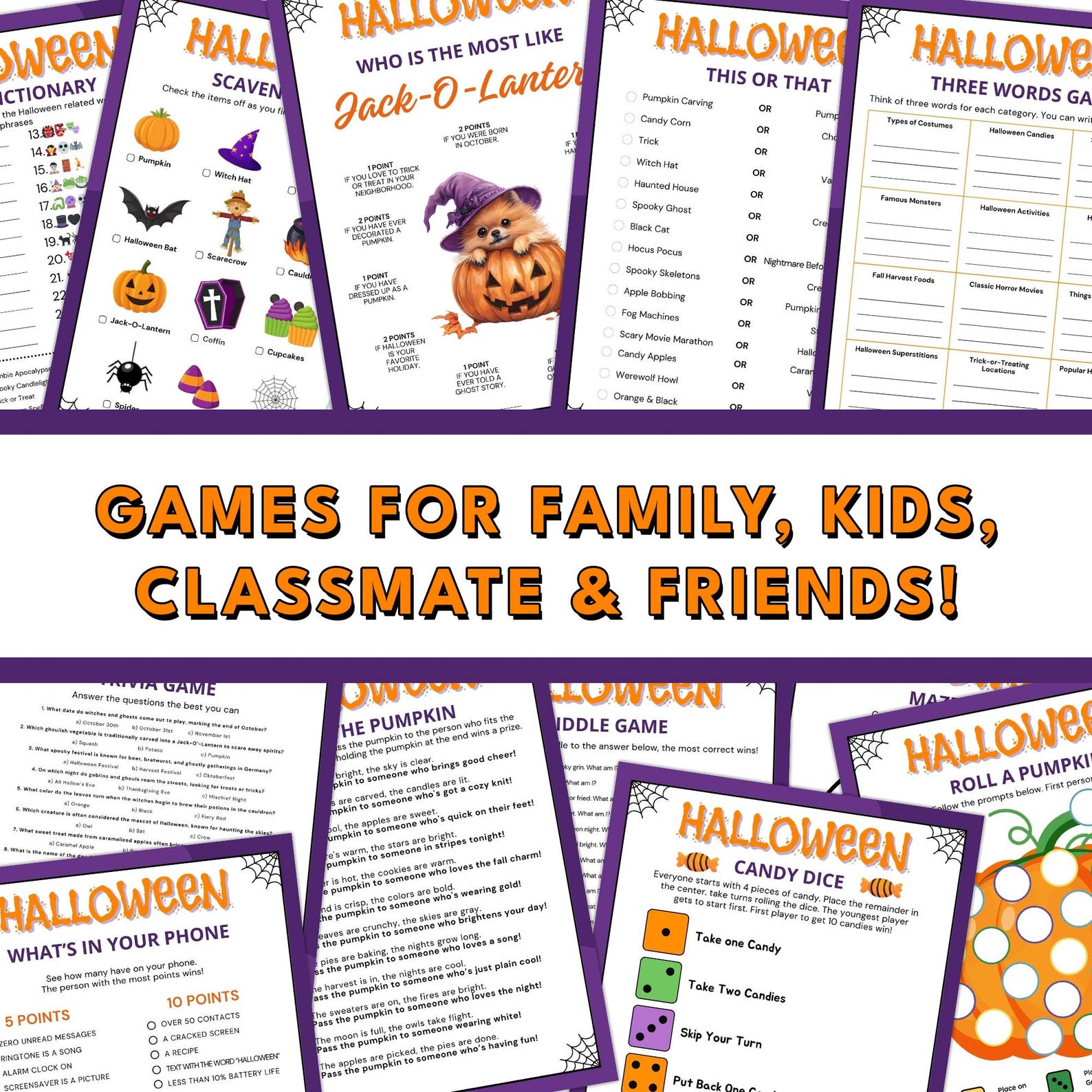 Halloween Printable Game Bundle | Halloween Party Games | Halloween ...