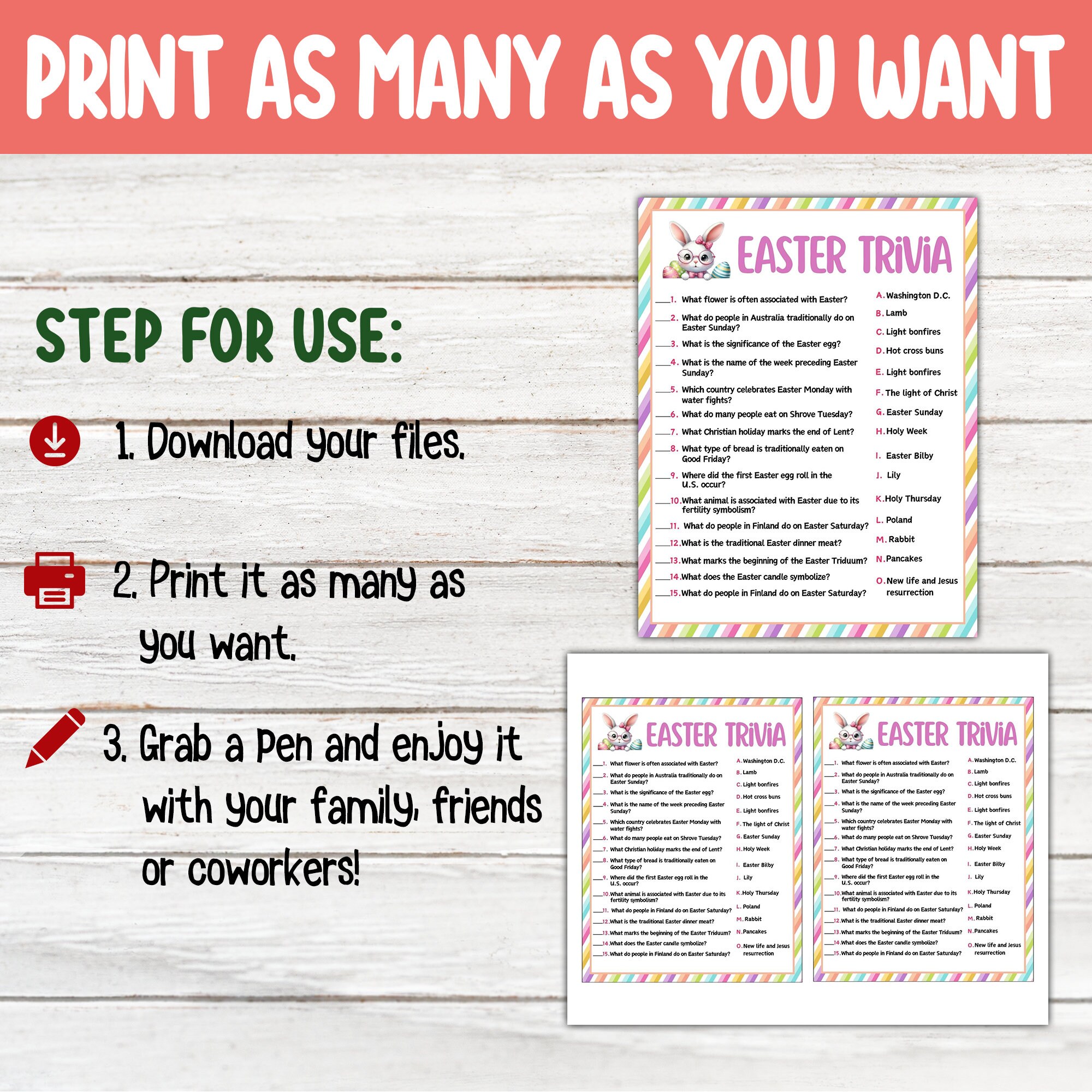 Printable Easter Trivia Game, Easter Party Games, Easter Trivia Games ...