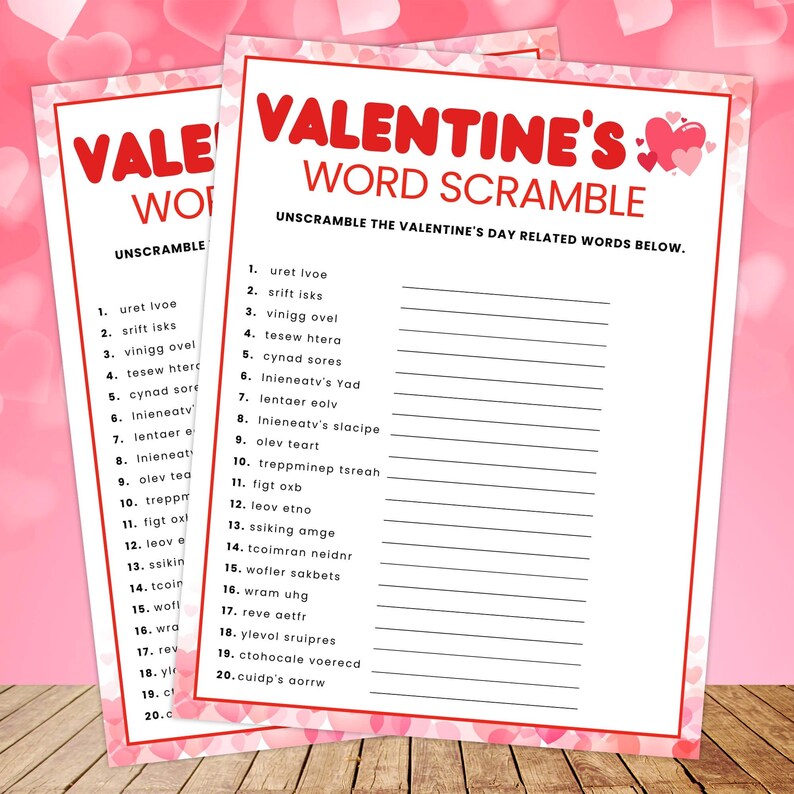 Fun Valentine's Day Game | Printable Valentine's Day Word Scramble ...