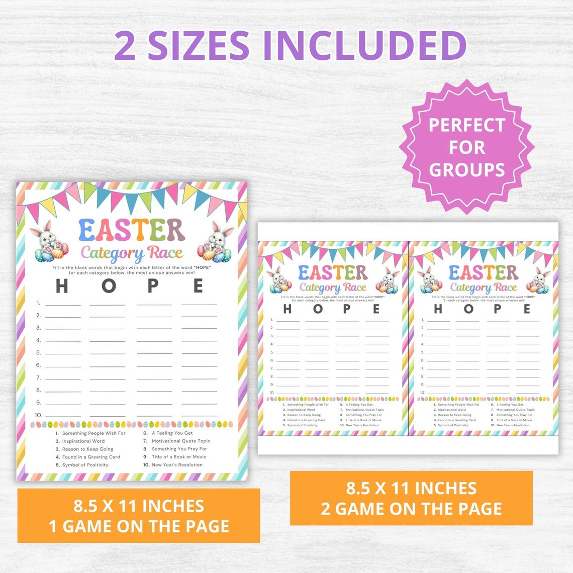 Easter Scattergories Game | Printable Family Fun (PDF) - Etsy