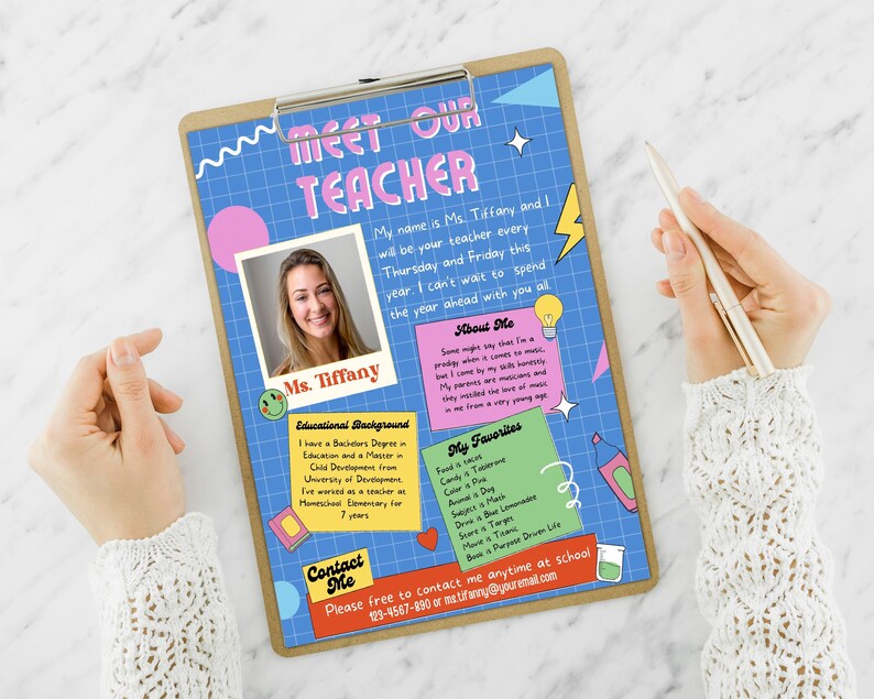Meet the Teacher Editable Template Groovy, All About Me Teacher, Back ...