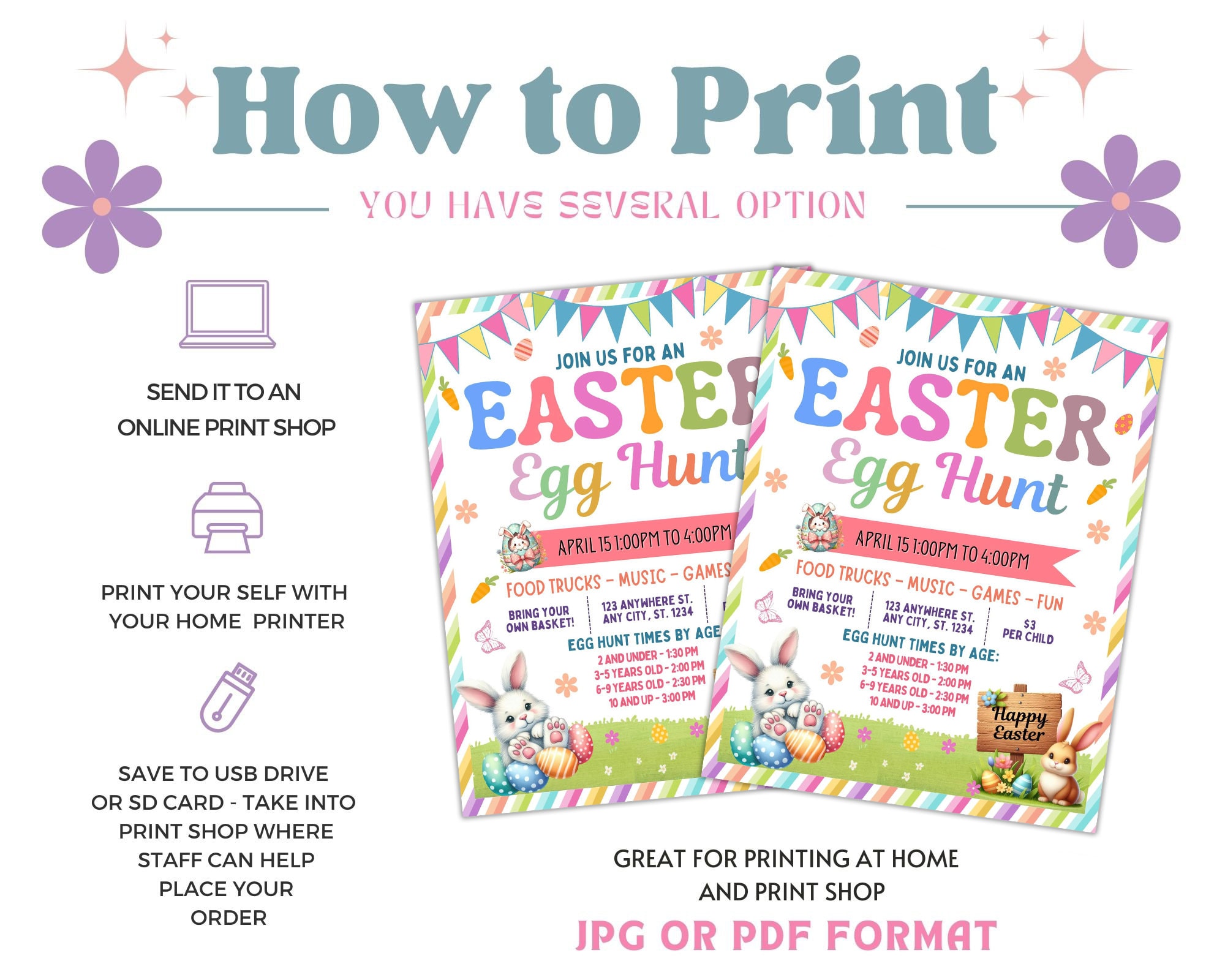 Editable Easter Egg Hunt Flyer Template, Printable Easter Egg Hunt ...