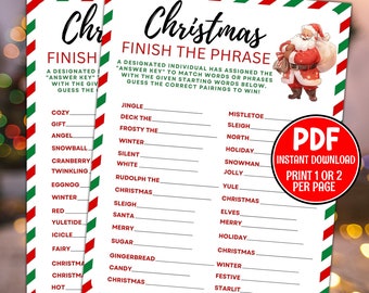 Christmas Phrase Game, Finish the Christmas Phrase, Christmas Family ...