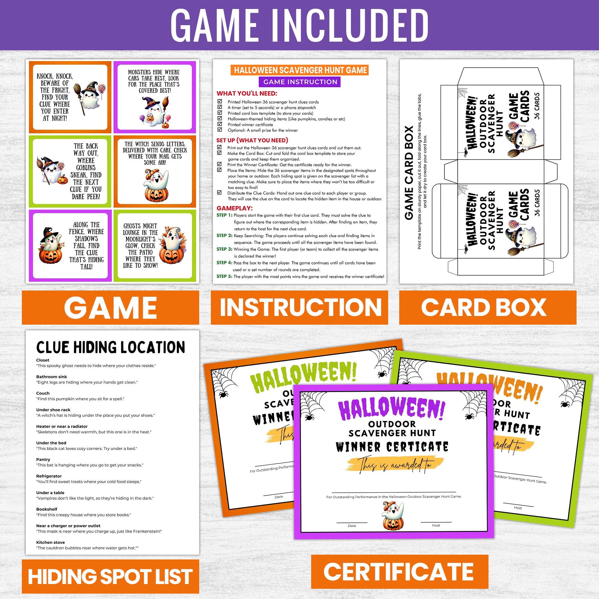 Outdoor Halloween Scavenger Hunt, Kids and Teens, Scavenger Hunt for ...