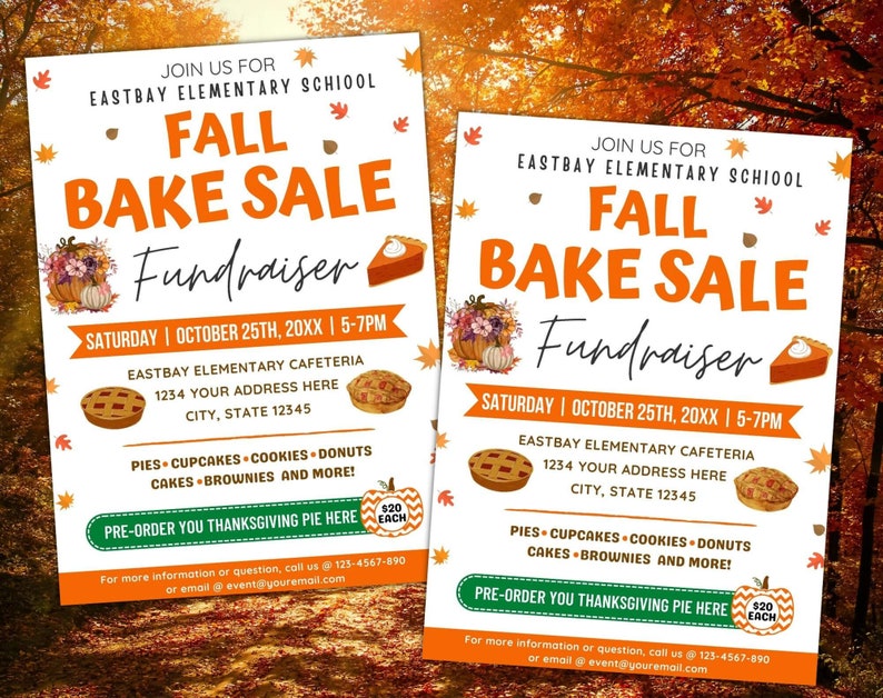 Editable Fall Bake Sale Fall Festival Flyer Fall Flyer - Etsy