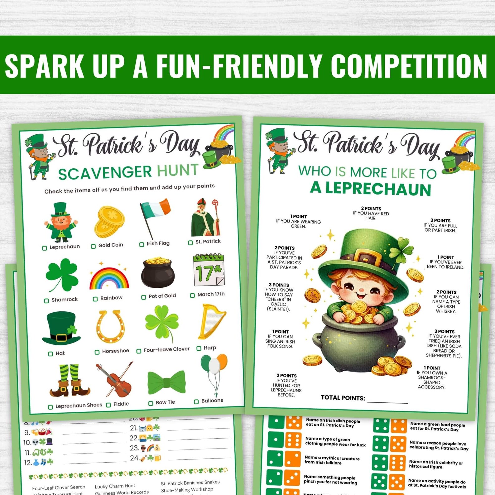St.patrick's Day Game Bundle, St Patrick's Day Party Games, Printable ...