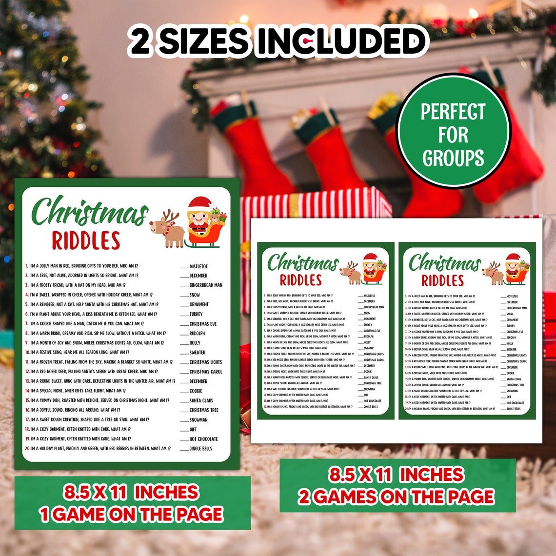 Christmas Riddles Game Printable, Christmas Party Game Kids, Christmas ...