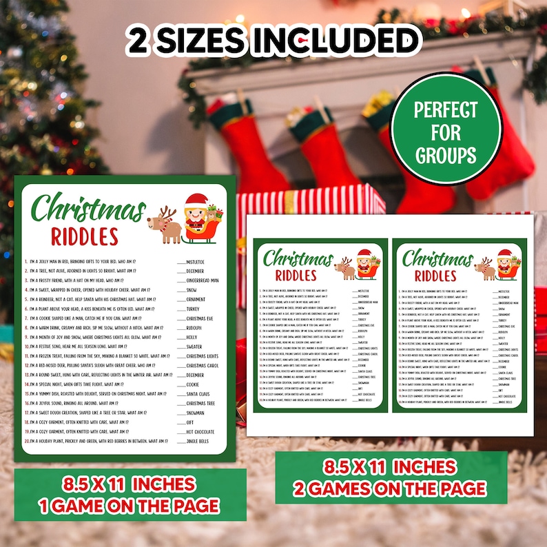 Christmas Riddles Game Printable, Christmas Party Game Kids, Christmas ...