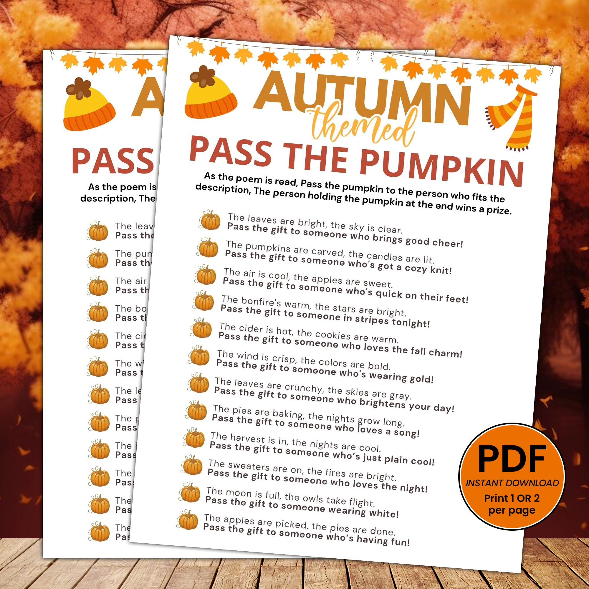 Autumn Pass the Pumpkin Game | Printable Fall Games | Fall Time ...