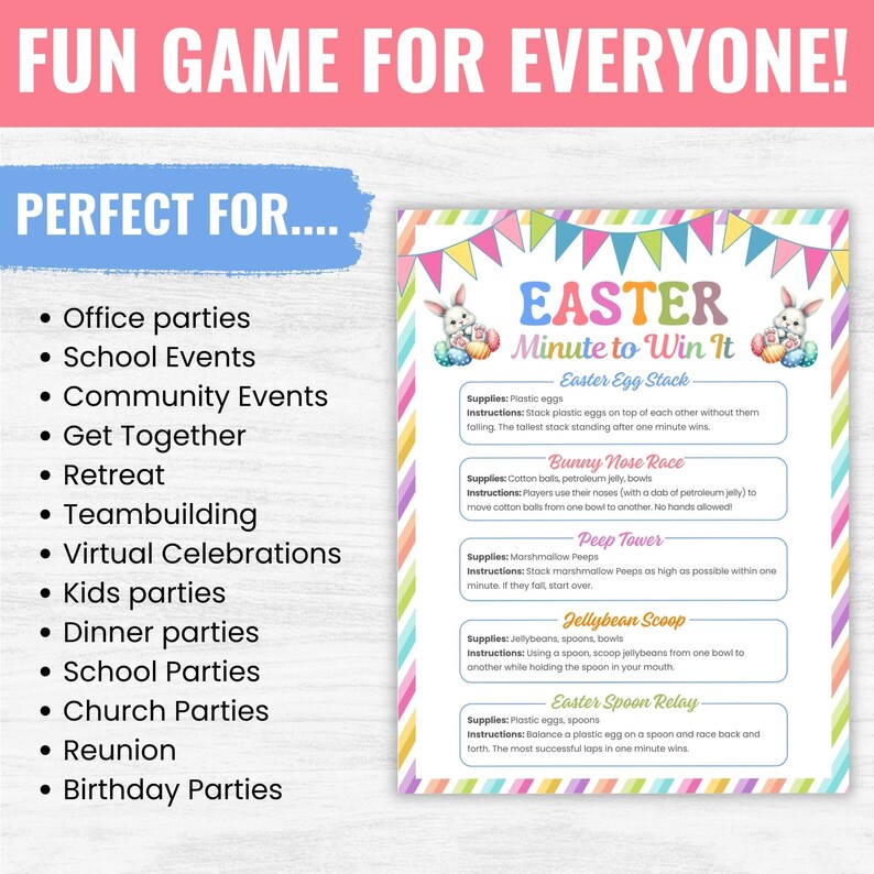 Easter Minute to Win It Games, Quick One Minute Games, Easter ...