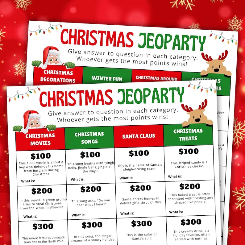 Christmas Games Jeopardy, Friendmas Jeoparty Game, Christmas Trivia ...