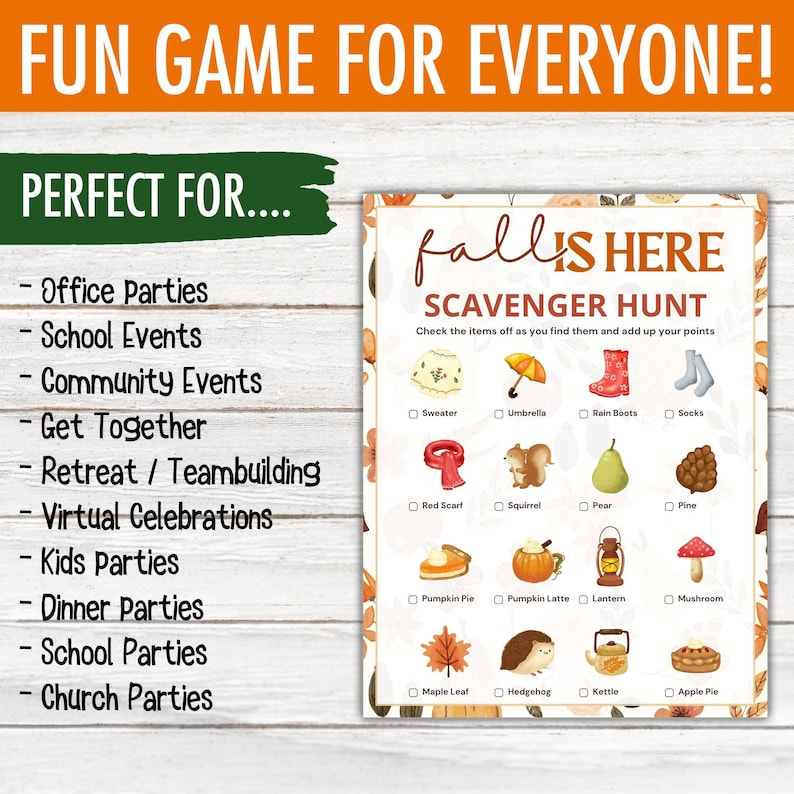 Fall Scavenger Hunt Activity for Kids & Adults Fall Activity Fall for ...